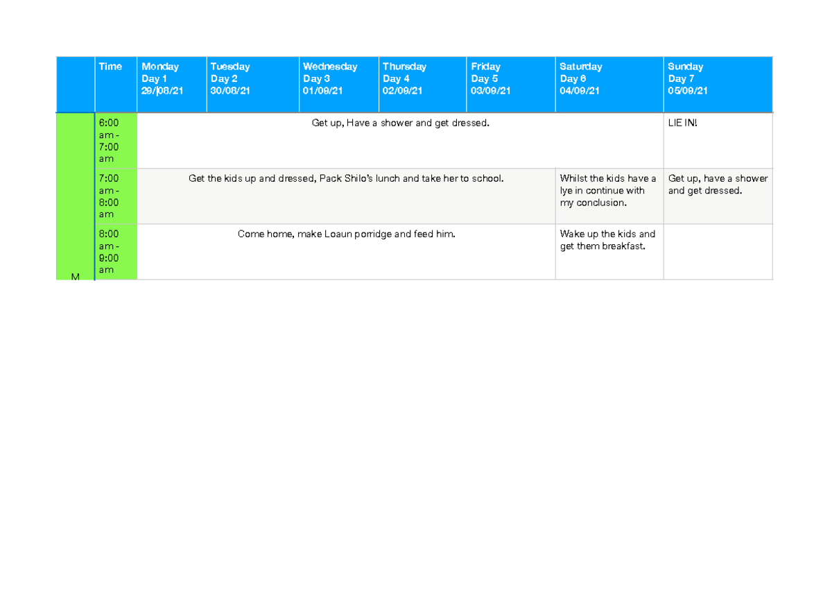Unit 4 Timetable for Unit 5 correct one - Studocu
