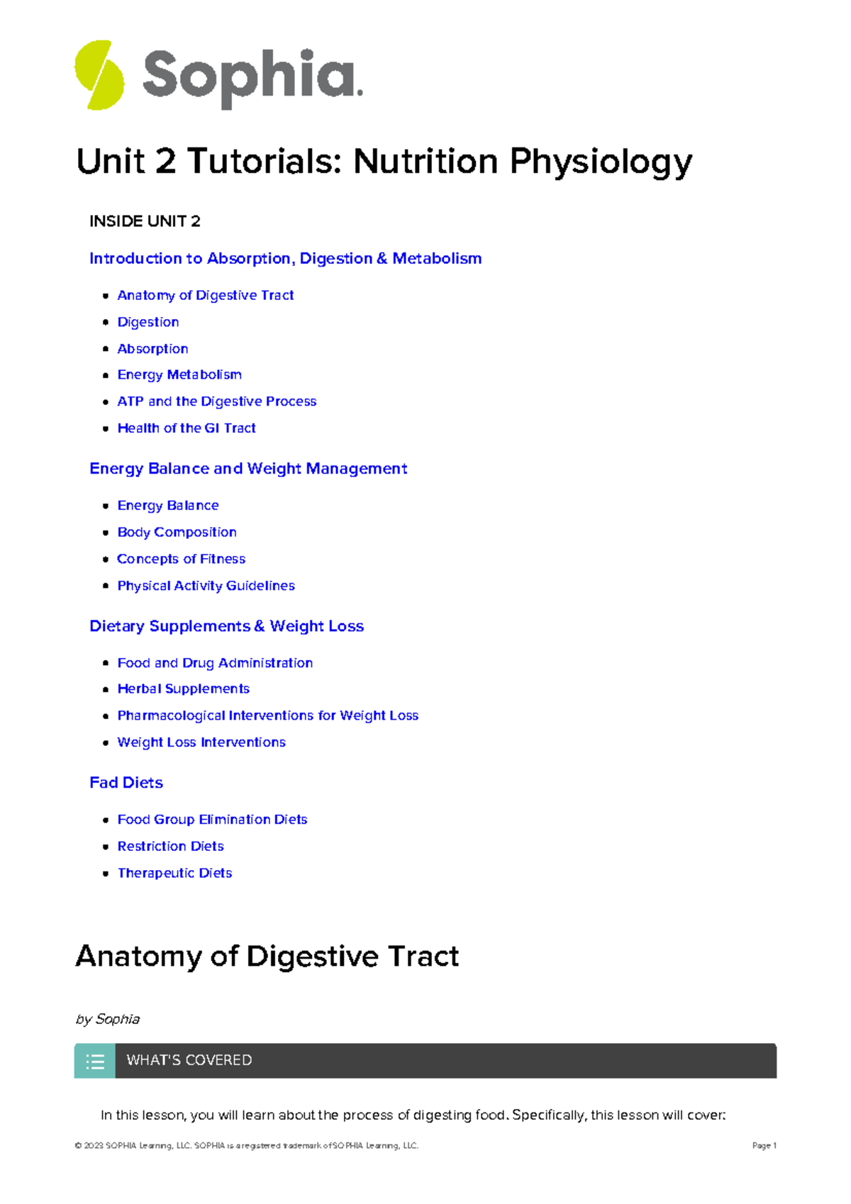 Unit 2 tutorials nutrition physiology - Unit 2 Tutorials: Nutrition ...