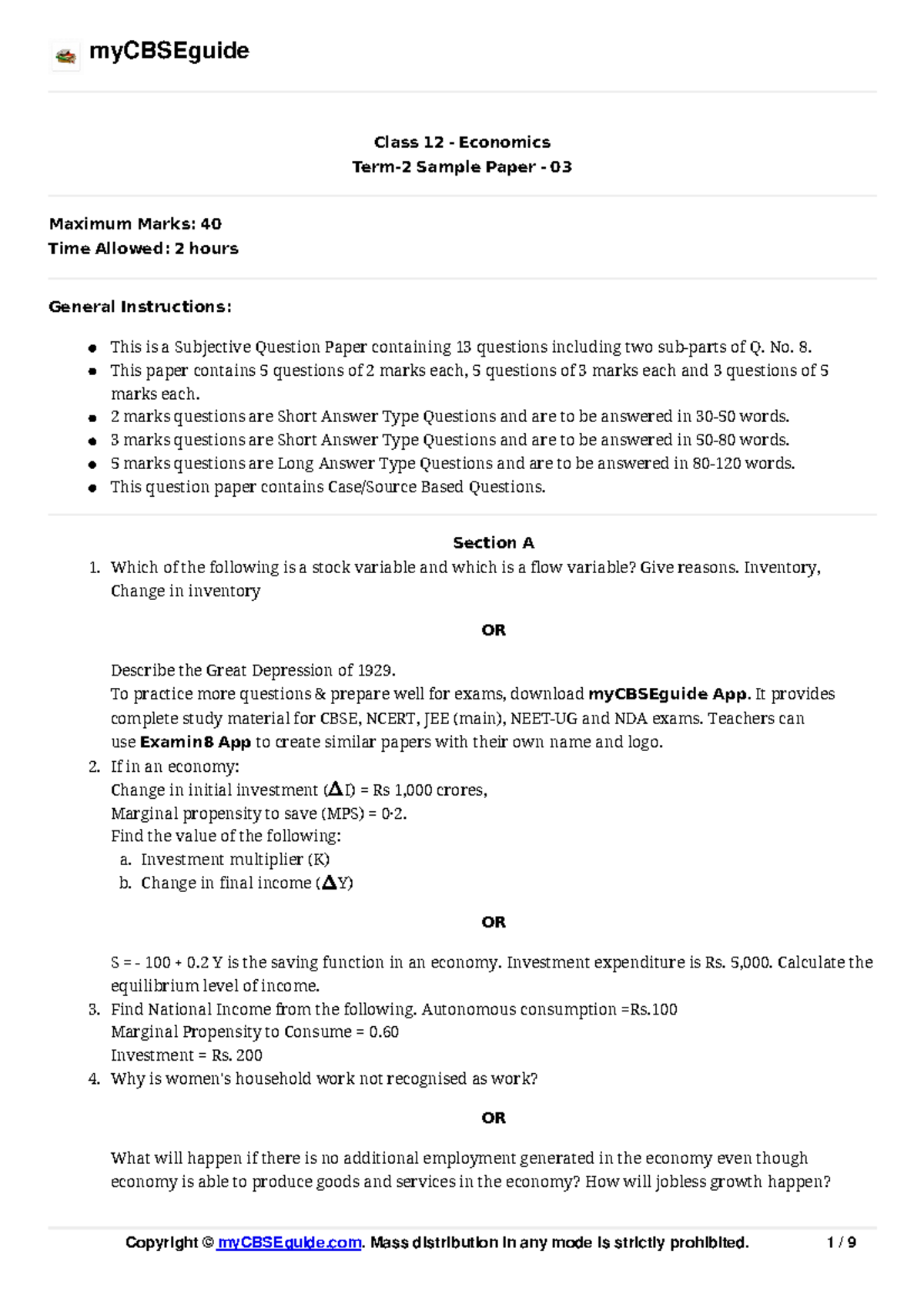 3 12 economcis t2 sp03 - jgyfiyoiyyiyoyyuu - Class 12 - Economics Term ...