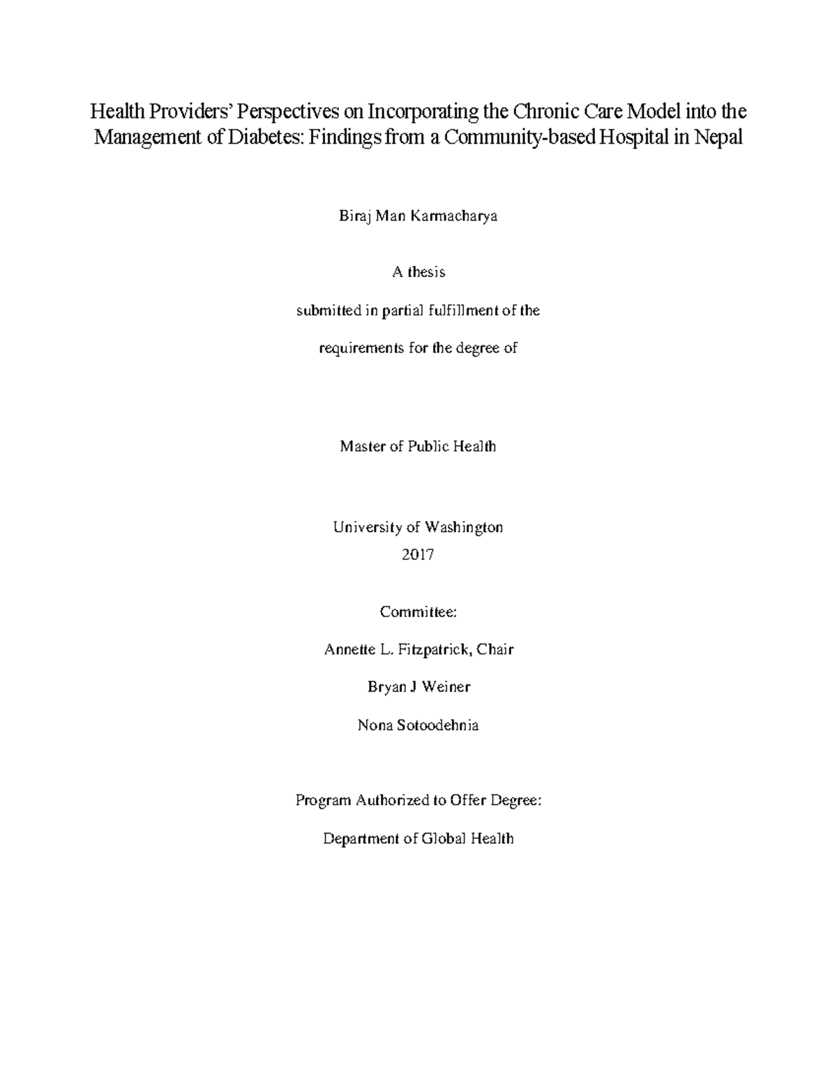 Karmacharya washington 0250O 17605 - Health Providers’ Perspectives on ...