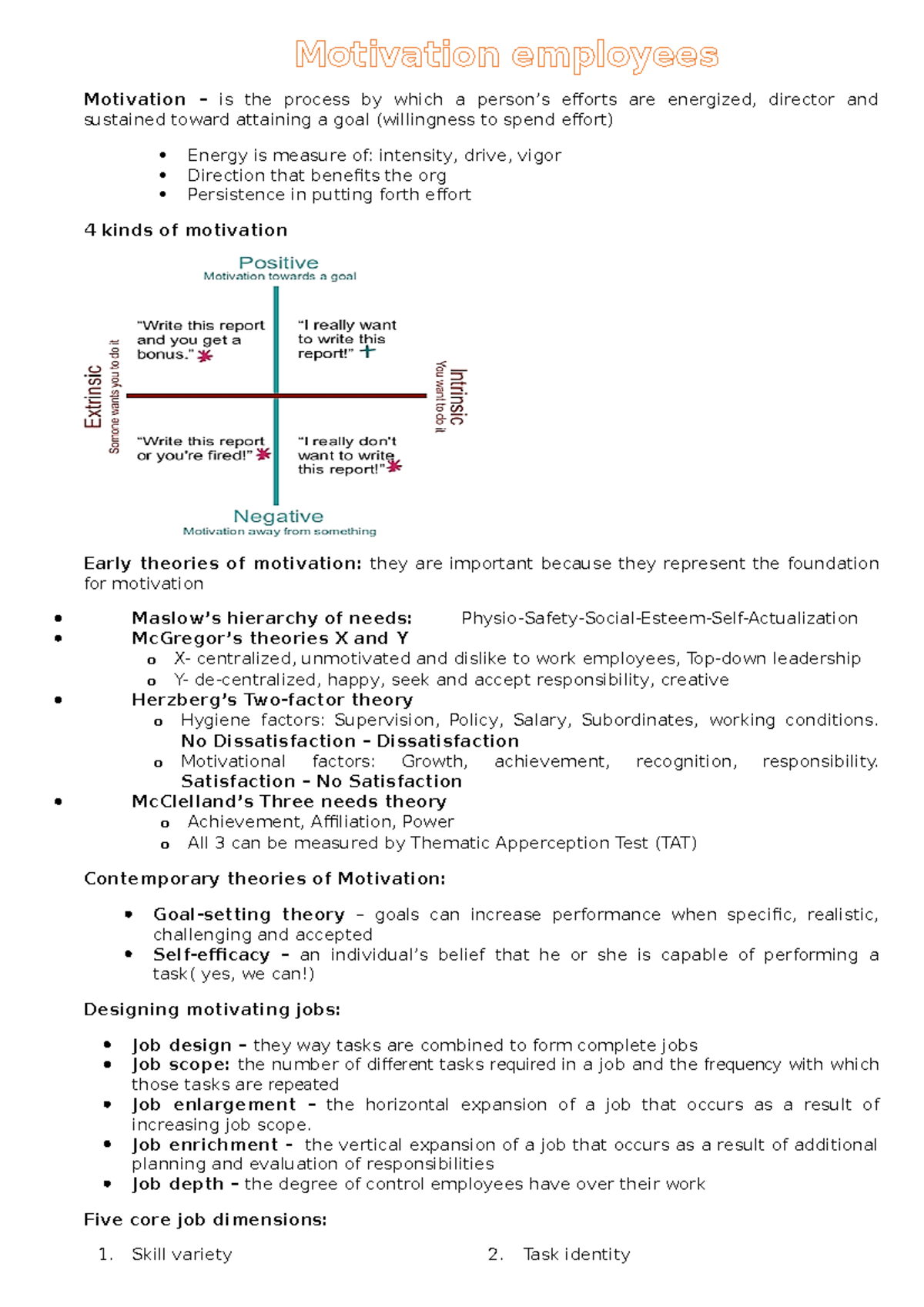 Motivation employees - Motivation employees Motivation – is the process ...