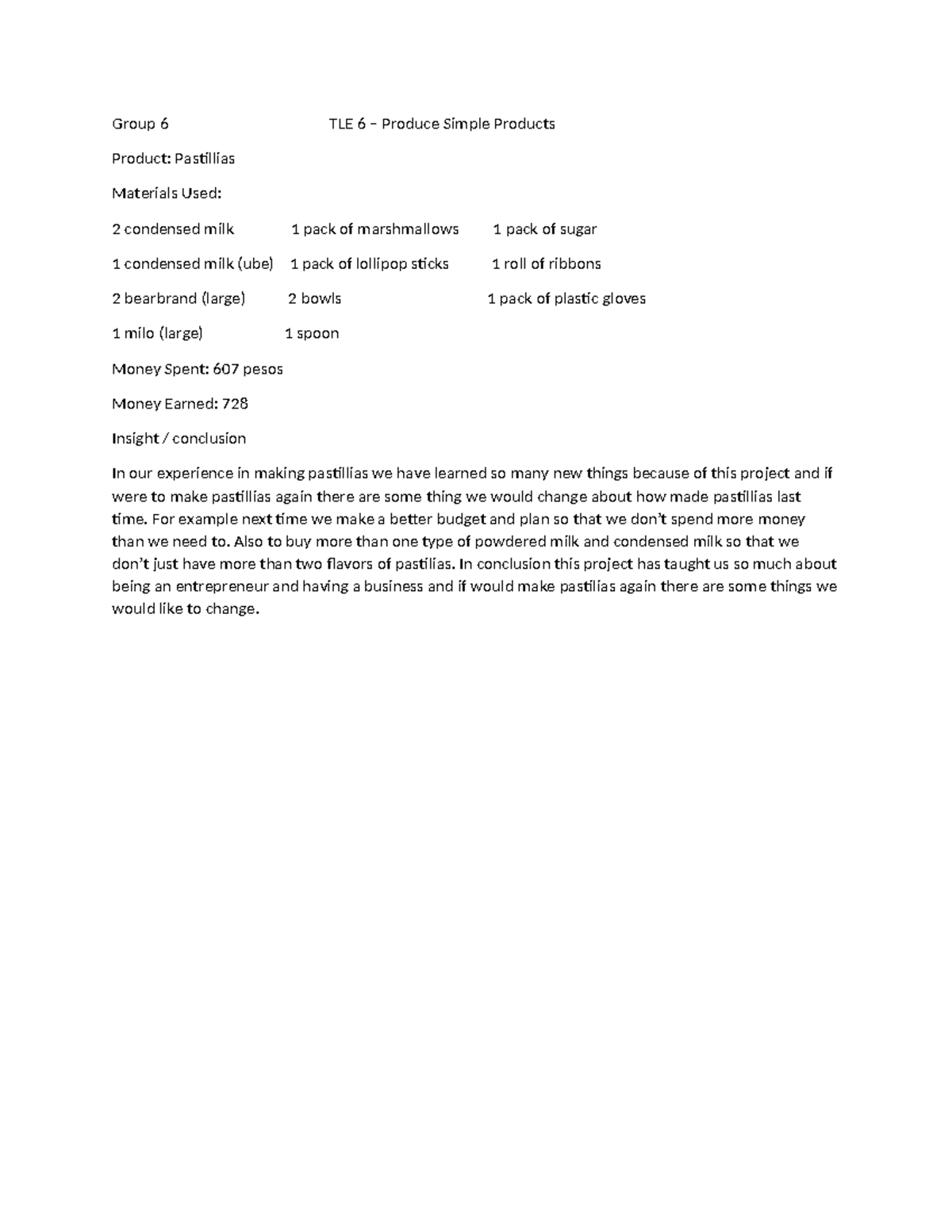 Group 6 TLE 6 - making of pastillias - Group 6 TLE 6 – Produce Simple ...