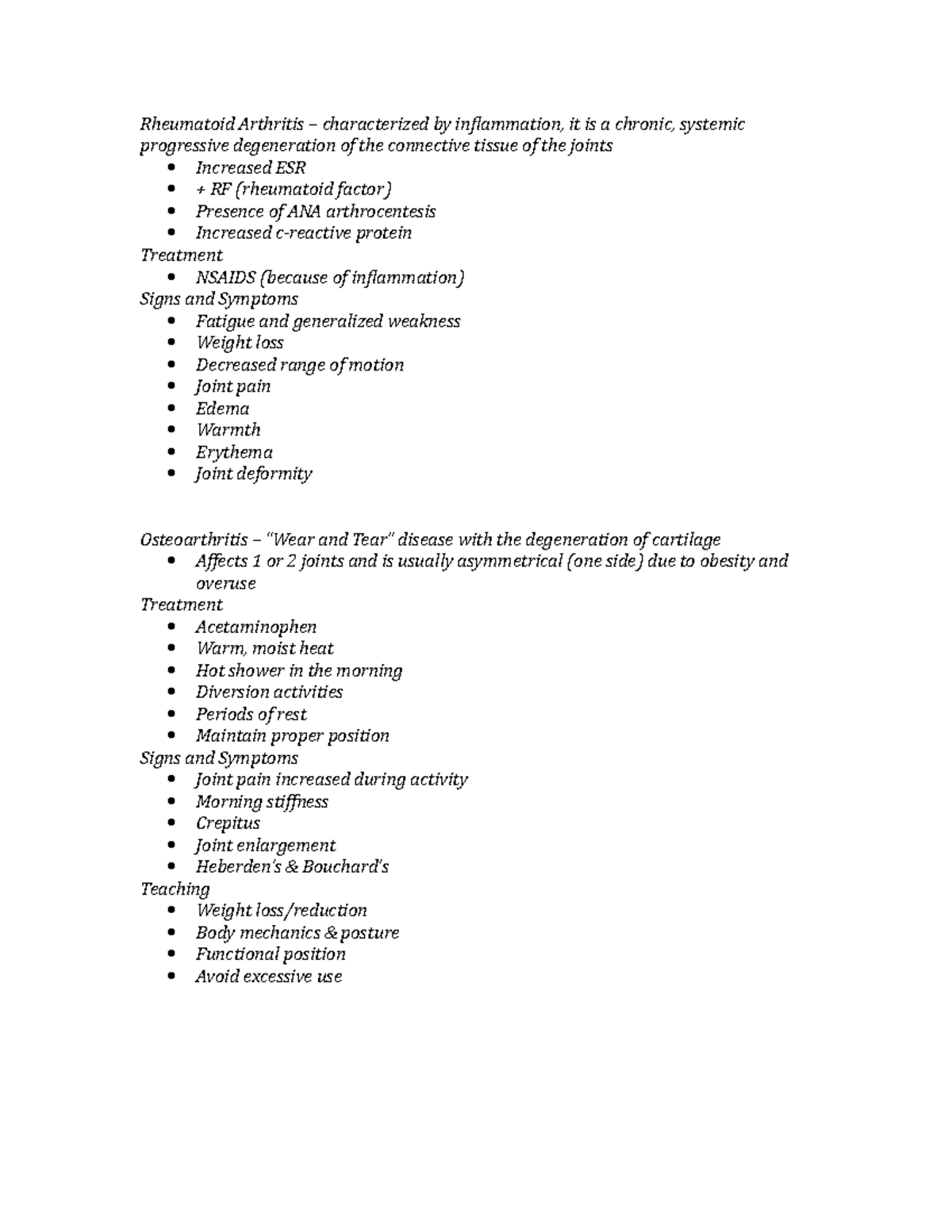 RA vs OA - RA vs OA - Rheumatoid Arthritis – characterized by ...