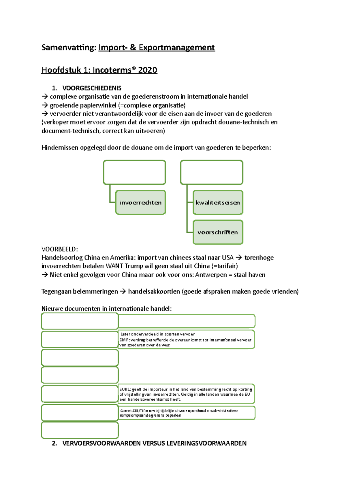 Samenvatting Import & Export Management - Samenvatting: Import- & Exportmanagement Hoofdstuk 1 ...