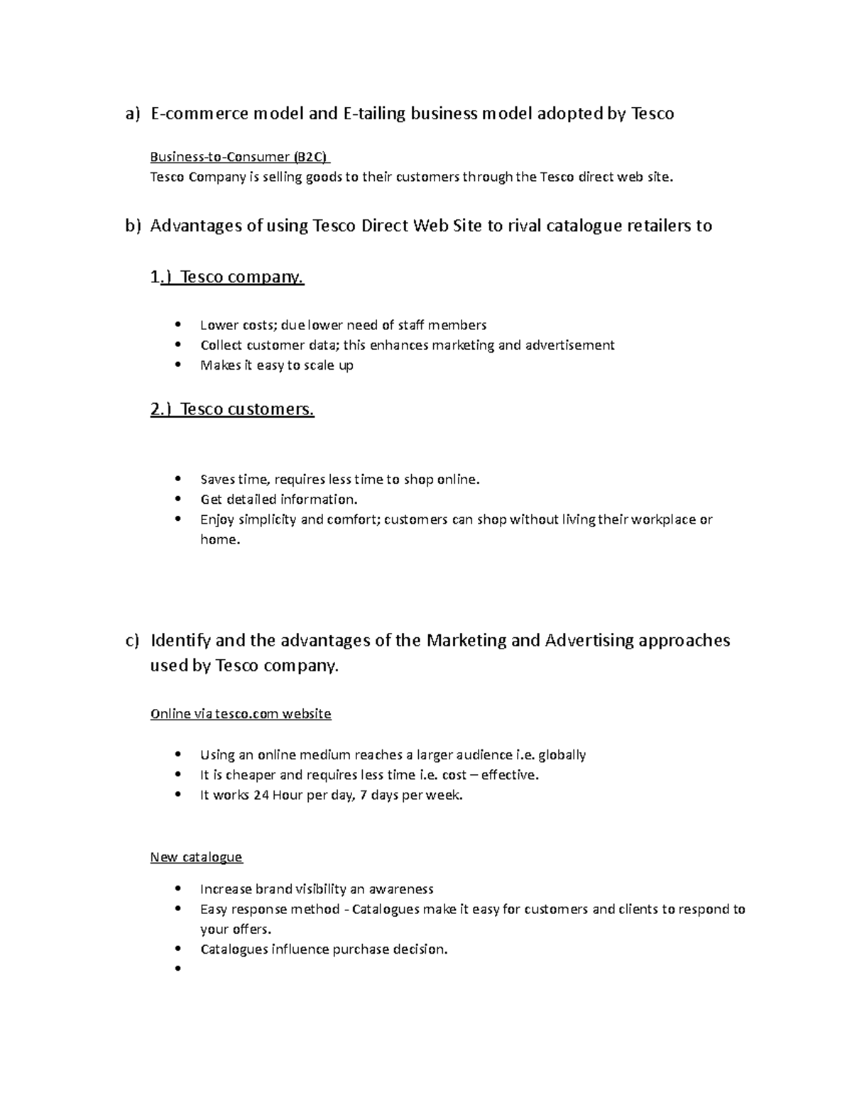 E - Commerse - a) E-commerce model and E-tailing business model adopted ...