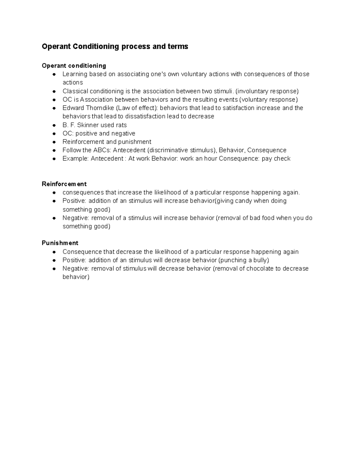 Chapter 4 operant conditioning - Operant Conditioning process and terms ...