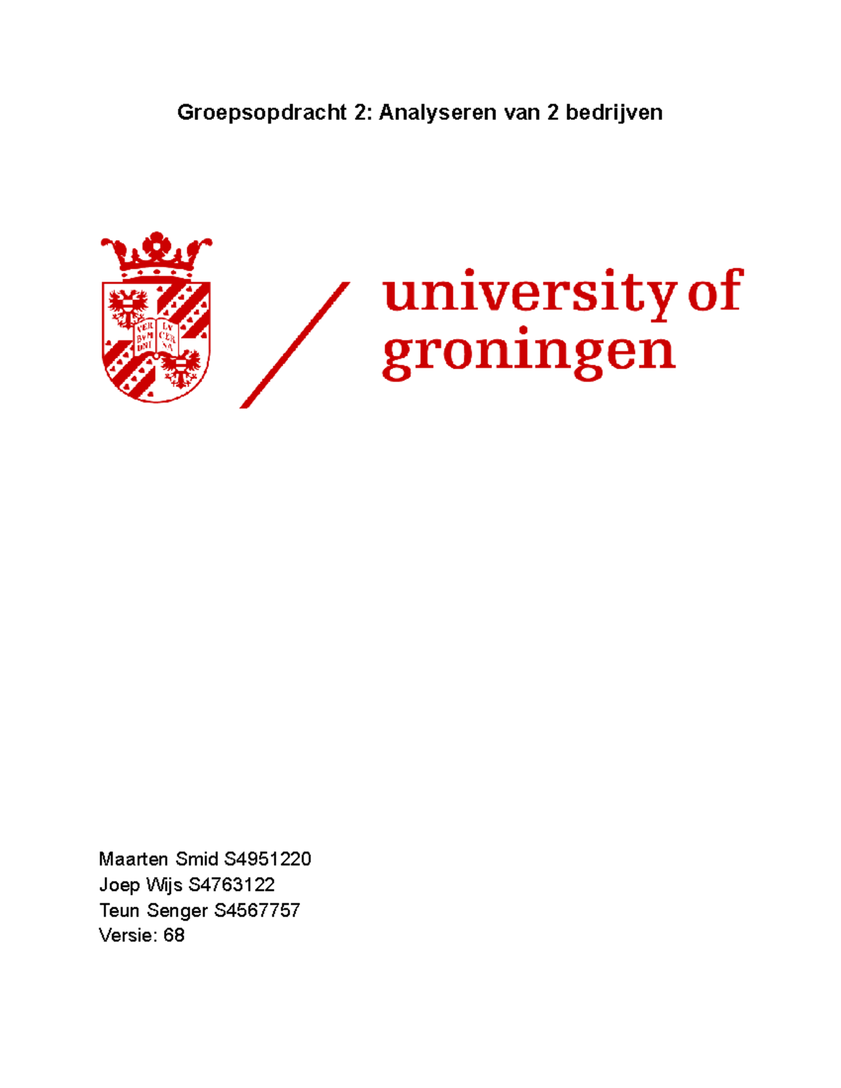 Opdracht aandelen groep 68 - Groepsopdracht 2: Analyseren van 2 ...