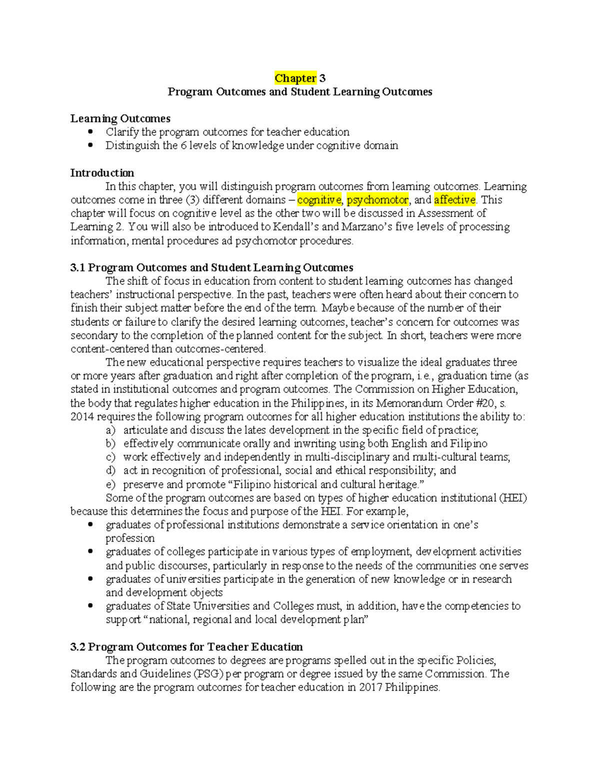 AOL1-Chapter-3 - Notes - Chapter 3 Program Outcomes and Student ...