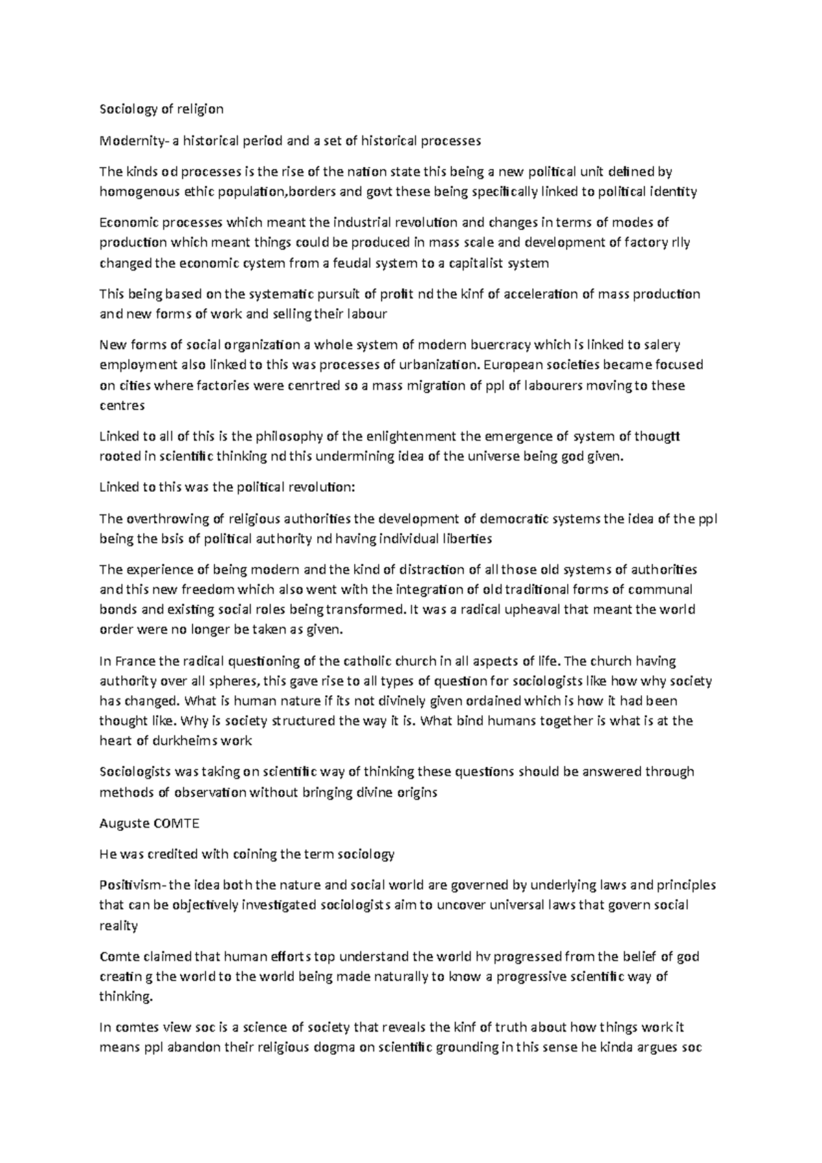 Durkheim and dubois - yass - Sociology of religion Modernity- a ...