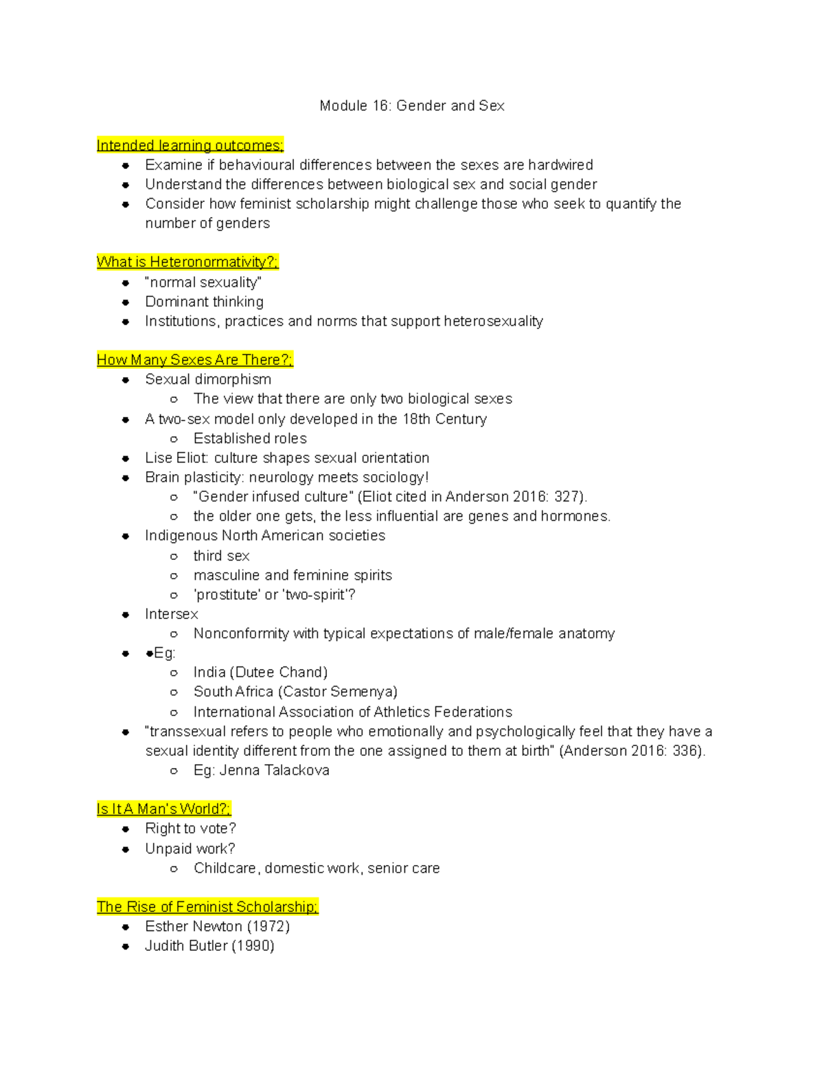 Module 16 Gender And Sex Module 16 Gender And Sex Intended Learning Outcomes Examine If