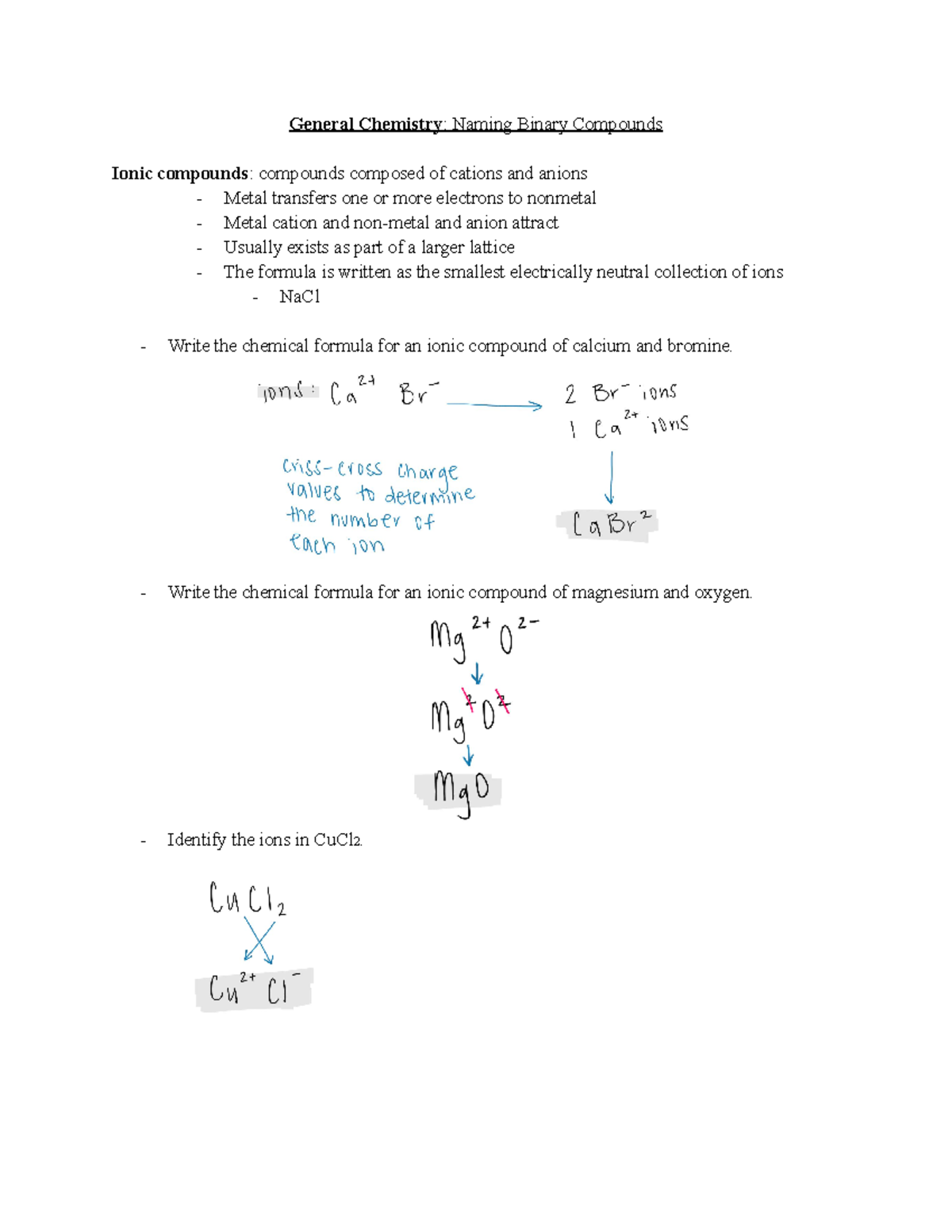 Naming Binary Compounds General Chemistry Naming Binary Compounds