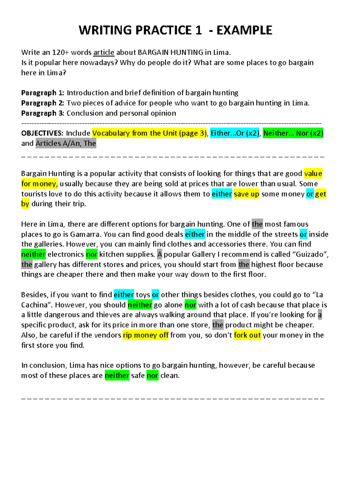 Writing Practice 1 - WRITING PRACTICE 1 - EXAMPLE Write an 120+ words ...