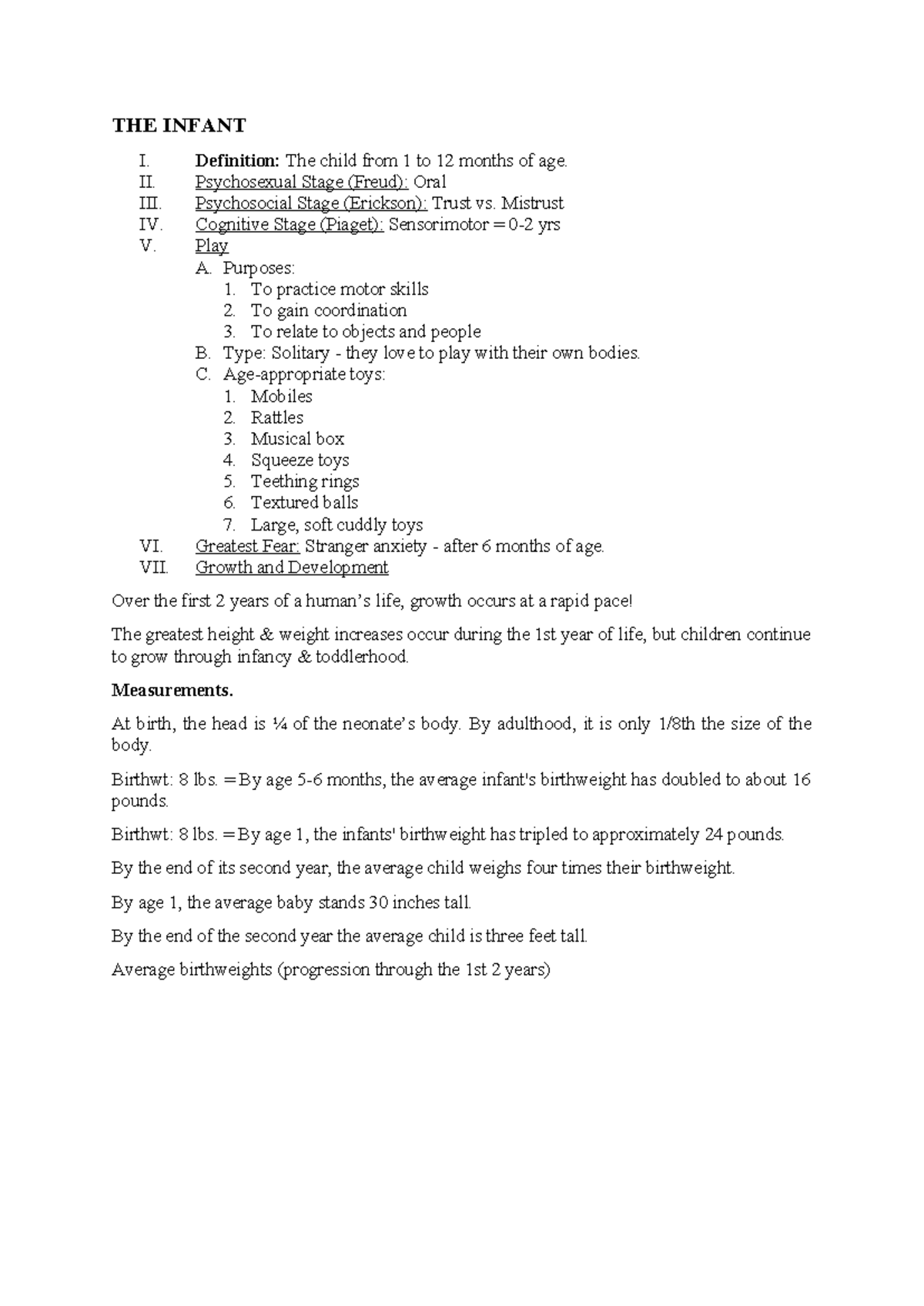 THE- Infant - Pregnancy complications - THE INFANT I. Definition: The ...