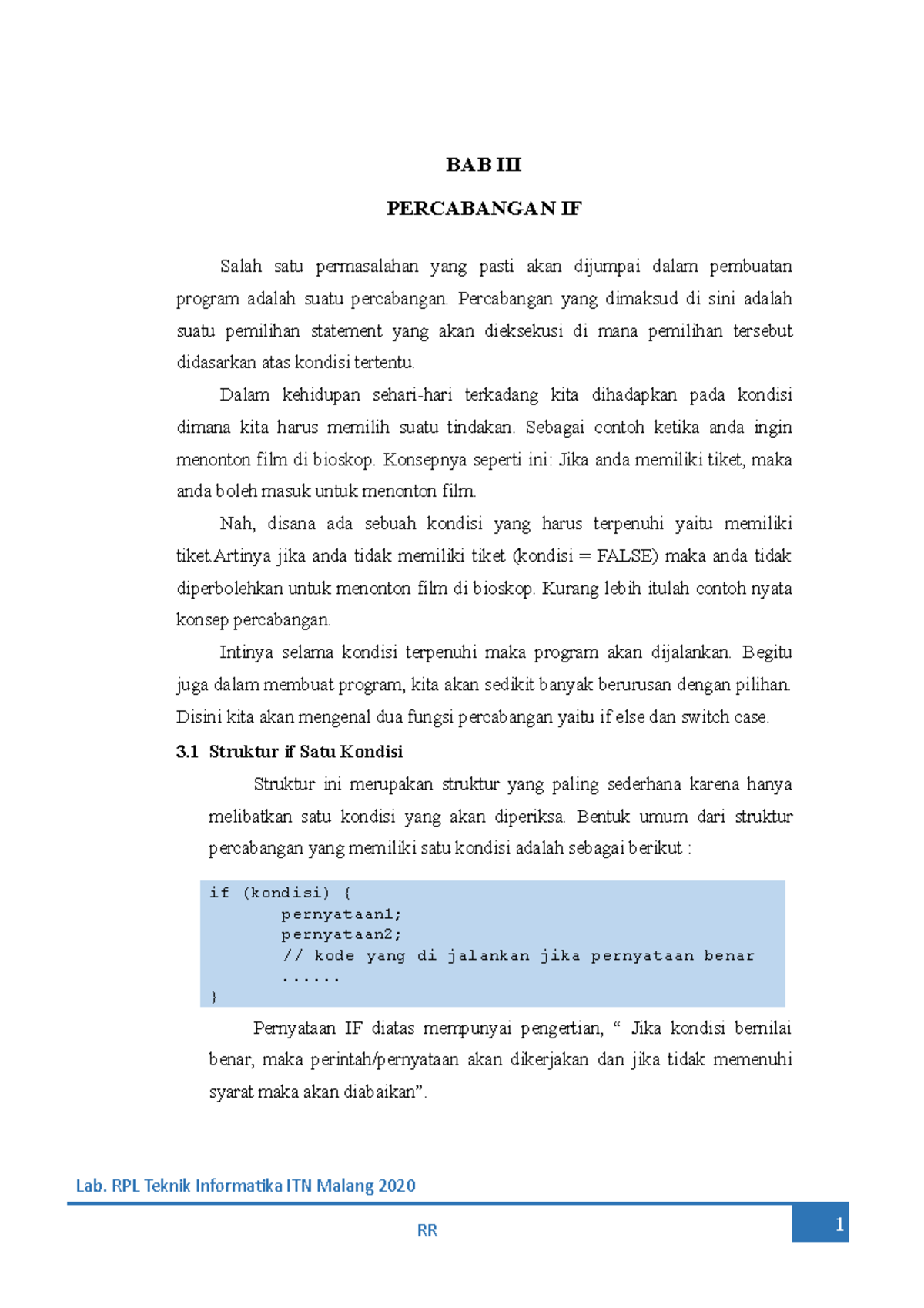 BAB III - Catatan materi bab 3 - Lab. RPL Teknik Informatika ITN Malang ...