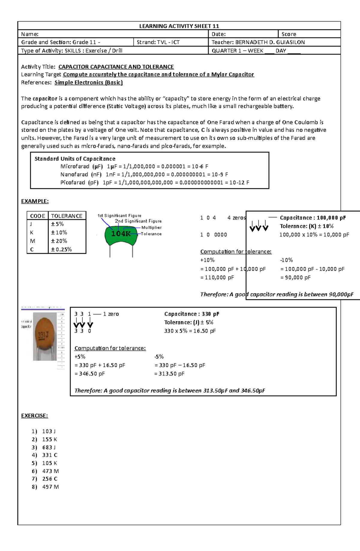 Learning Activity Sheet 11 - LEARNING ACTIVITY SHEET 11 Name: Date ...