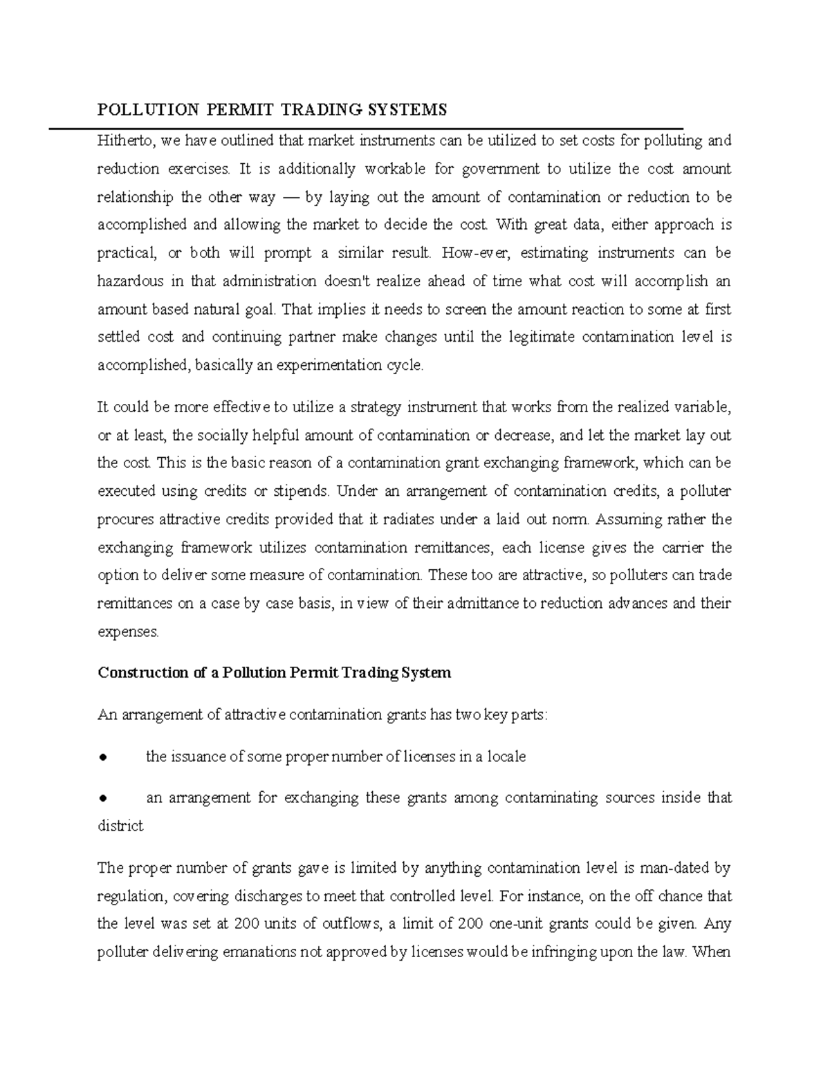 Pollution Permit Trading Systems - POLLUTION PERMIT TRADING SYSTEMS ...