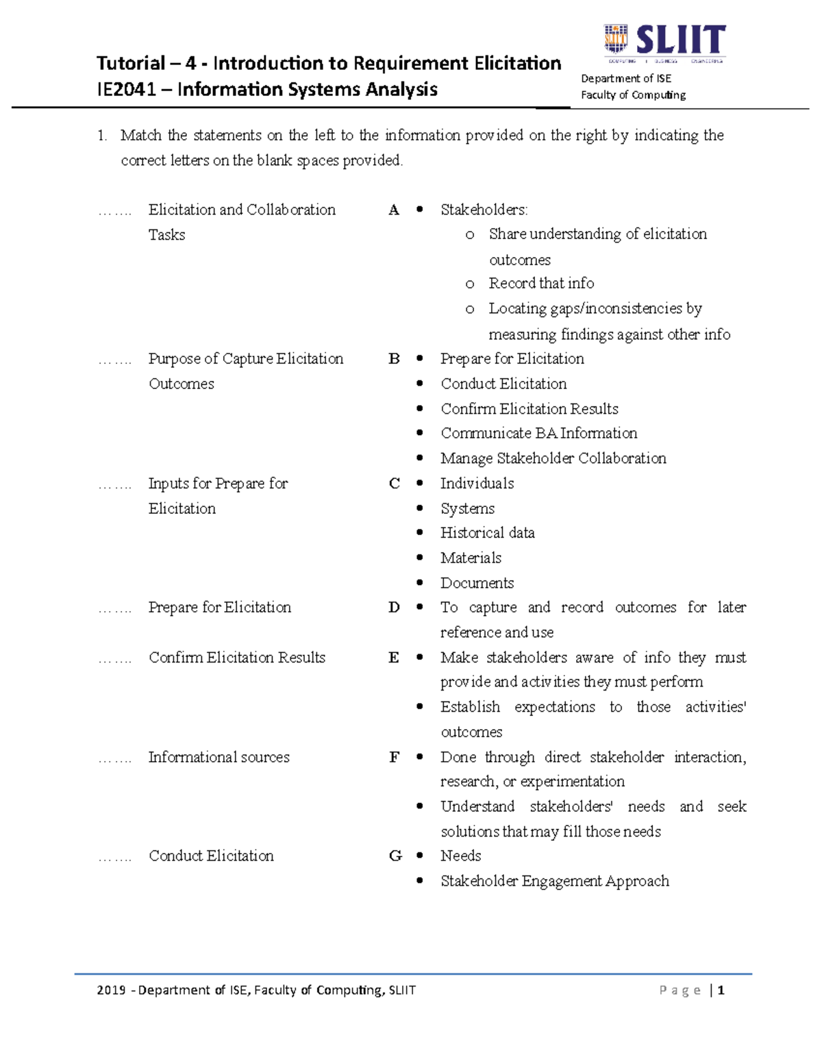Tutorial - 4 - About final year assignments - Tutorial – 4 - Introduction to Requirement ...