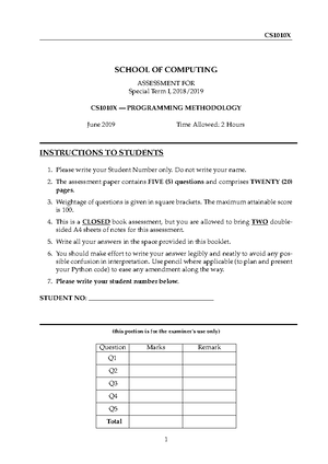 Java Introduction OOP with Java - CS1010X - NUS - Studocu