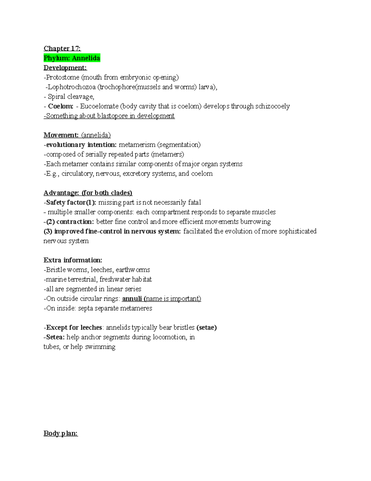 Chapter 17 Annelida - Chapter 17: Phylum: Annelida Development ...