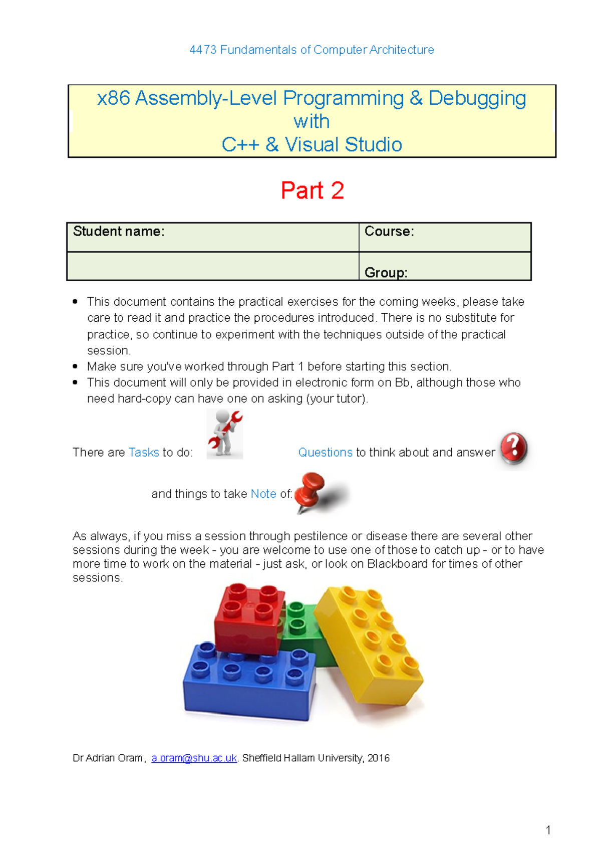 4473 FoCA PART 2 x86 Assembler Programming with C++ & Visual Studio ...