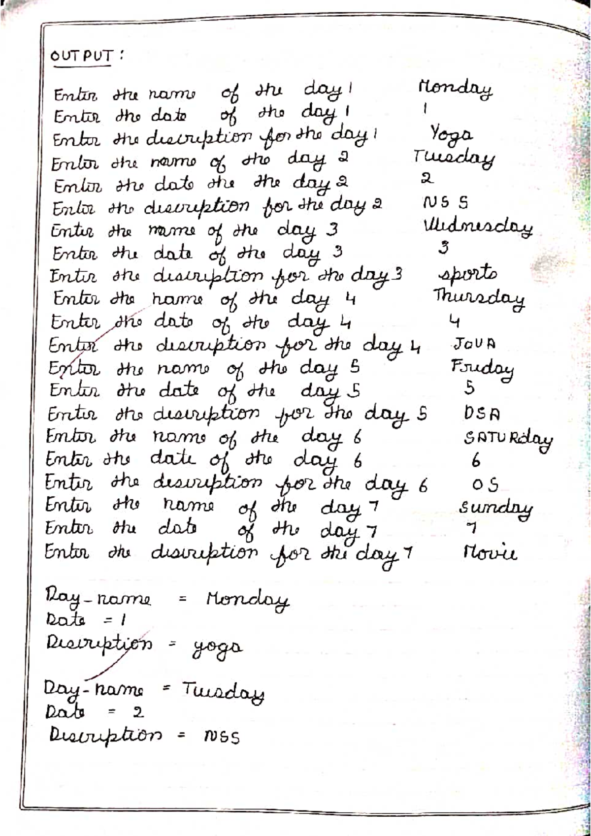 DSA record progrm 1,2,3-Doc Scanner 26-Sept-2024 8-32 pm - OUTPUT: Enter the name of the day I ...