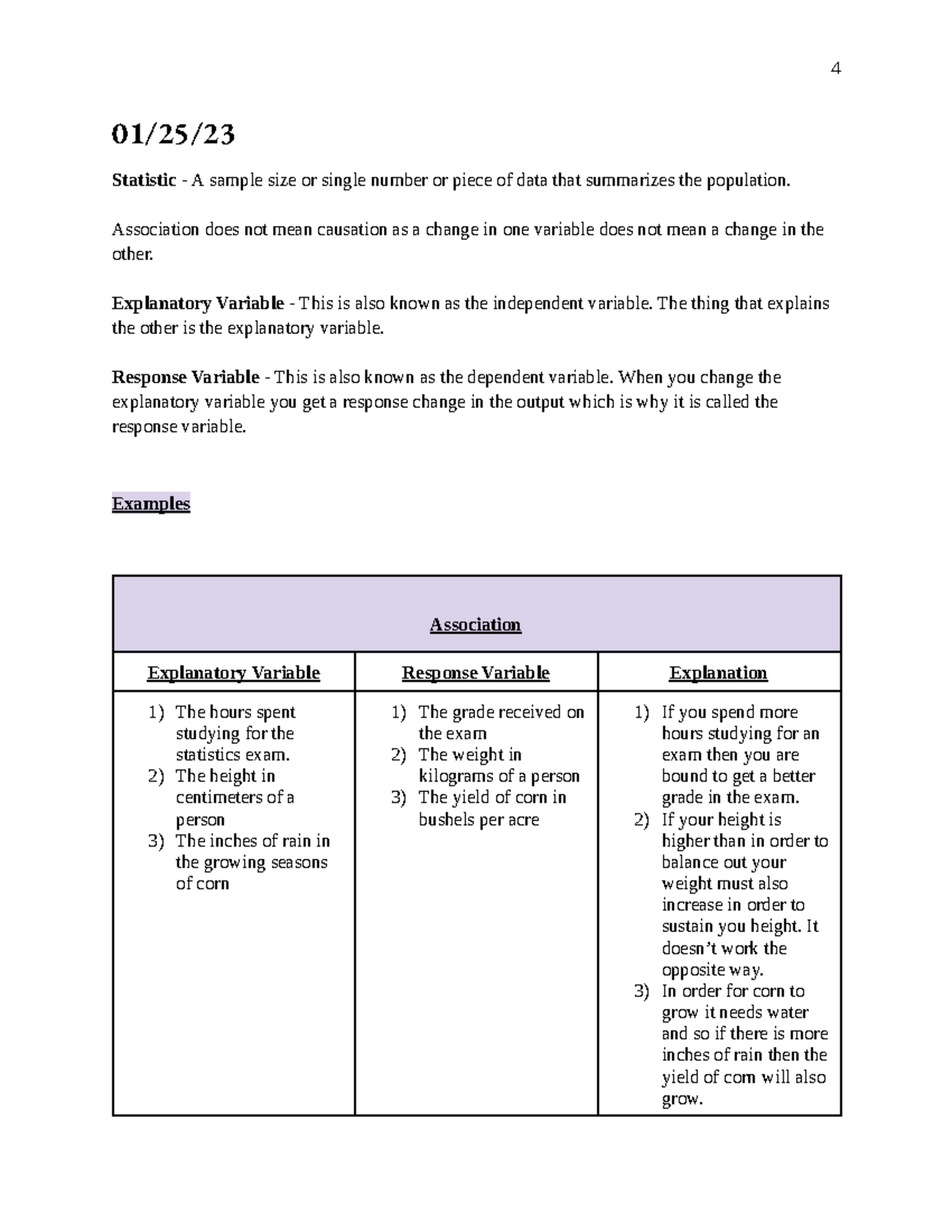 STAT 140 - Intro to Stats(1) - Google Docs - 4 01/25/ Statistic - A ...