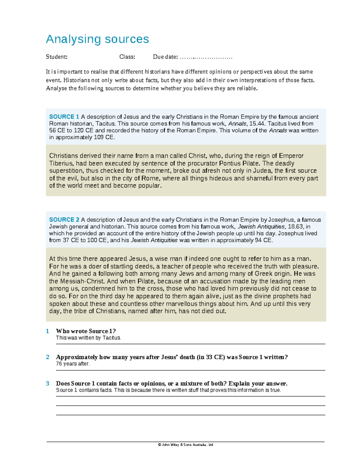 Jac 7 1.3 Analysing sources worsheet - Analysing sources Student: Class ...