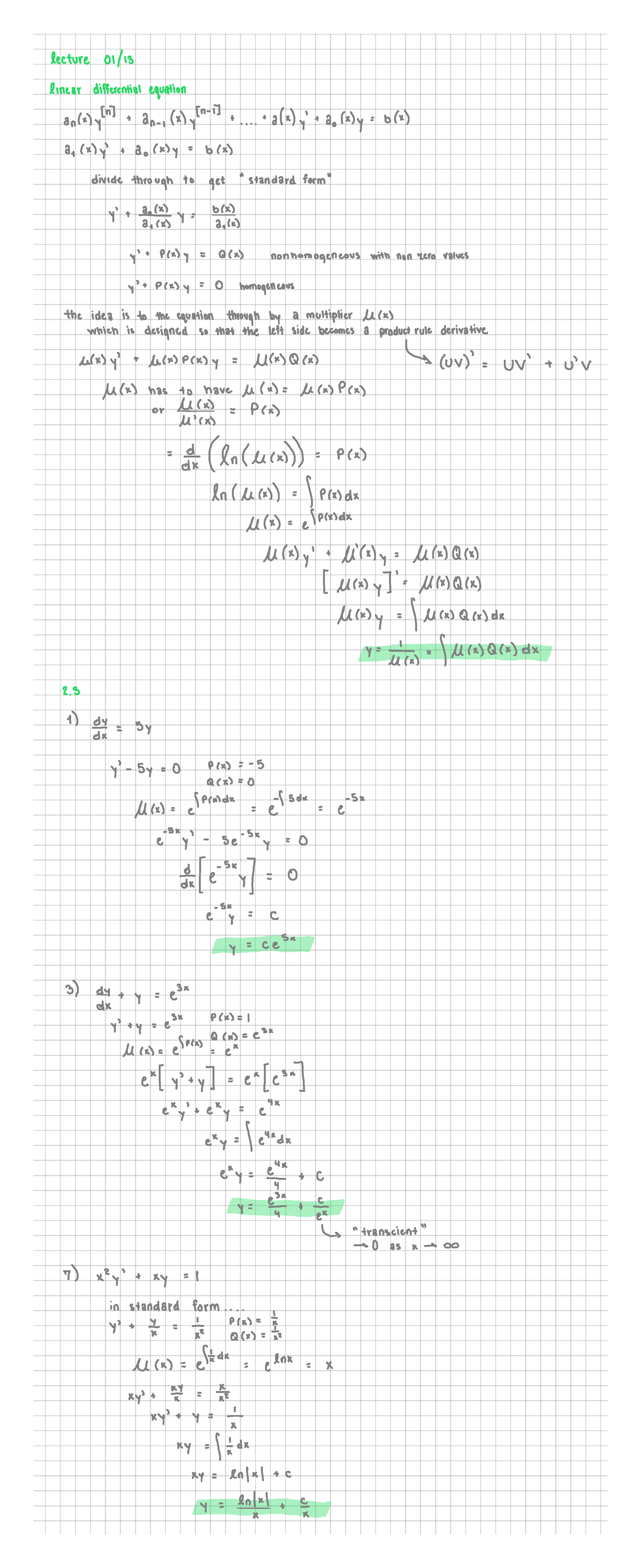 Lecture- linear differential equations (01-13) - l ect ur e 01 / 13 l ...
