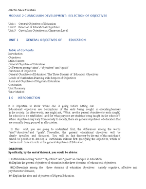 Lecture notes on curriculum - CURRICULUM DEVELOPMENT NOTES- FACULTY OF ...