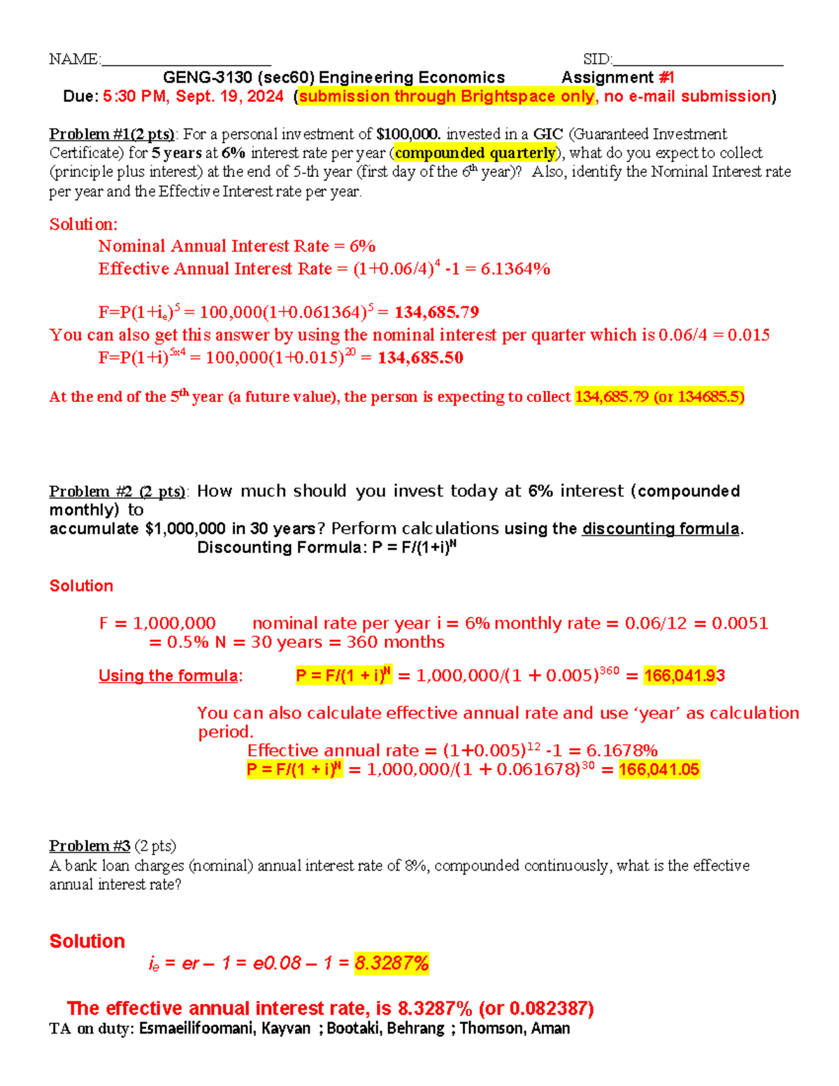 EXAM Examples - use this as a guide to study for the mid term - TA on ...