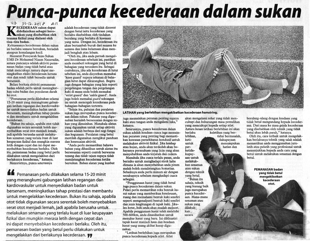 Punca- punca kecederaan dalam sukan - asas sains hem - Studocu