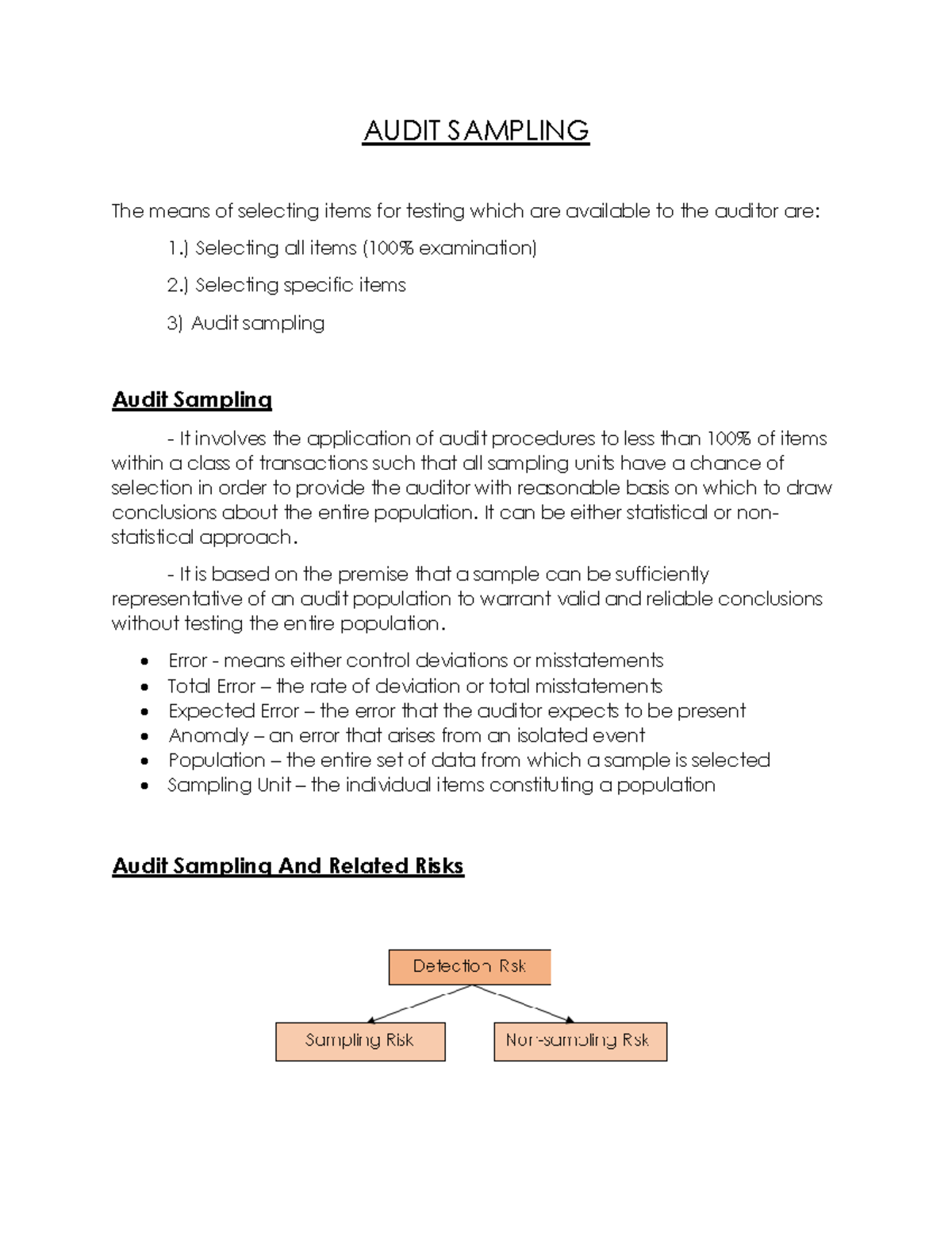 Audit Sampling - AUDIT SAMPLING The means of selecting items for ...