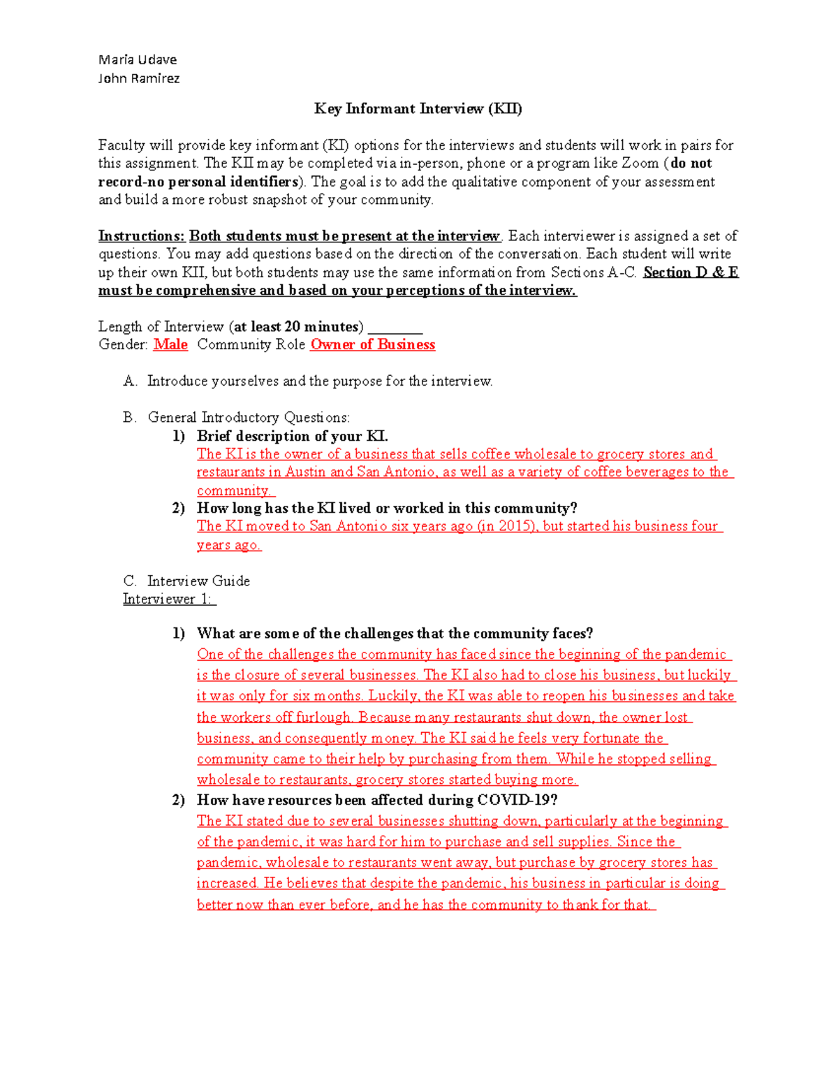 Key Informant Interviews - Maria Udave John Ramirez Key Informant ...