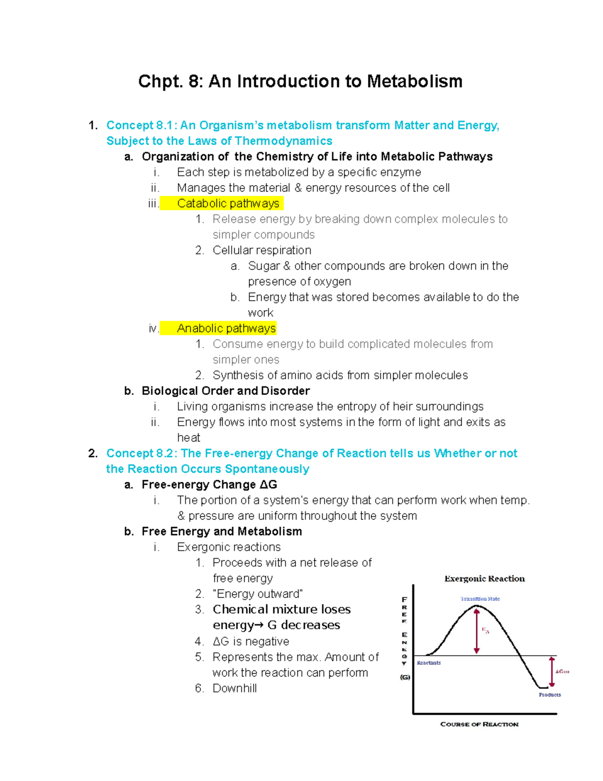 BIO 116 Notes-5 - chapter notes - Chpt. 8: An Introduction to ...