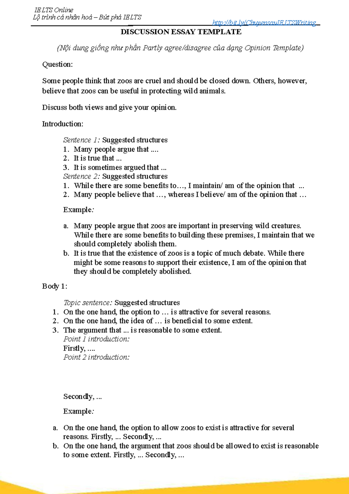 Discussion Essay Template - DISCUSSION ESSAY TEMPLATE (Nội dung giống ...