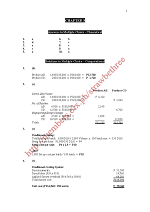 Cost Acctg Chapter 7 - CHAPTER 7 Multiple Choice Questions – Theoretical 1. c 5. b 9. a 2. b 6 ...