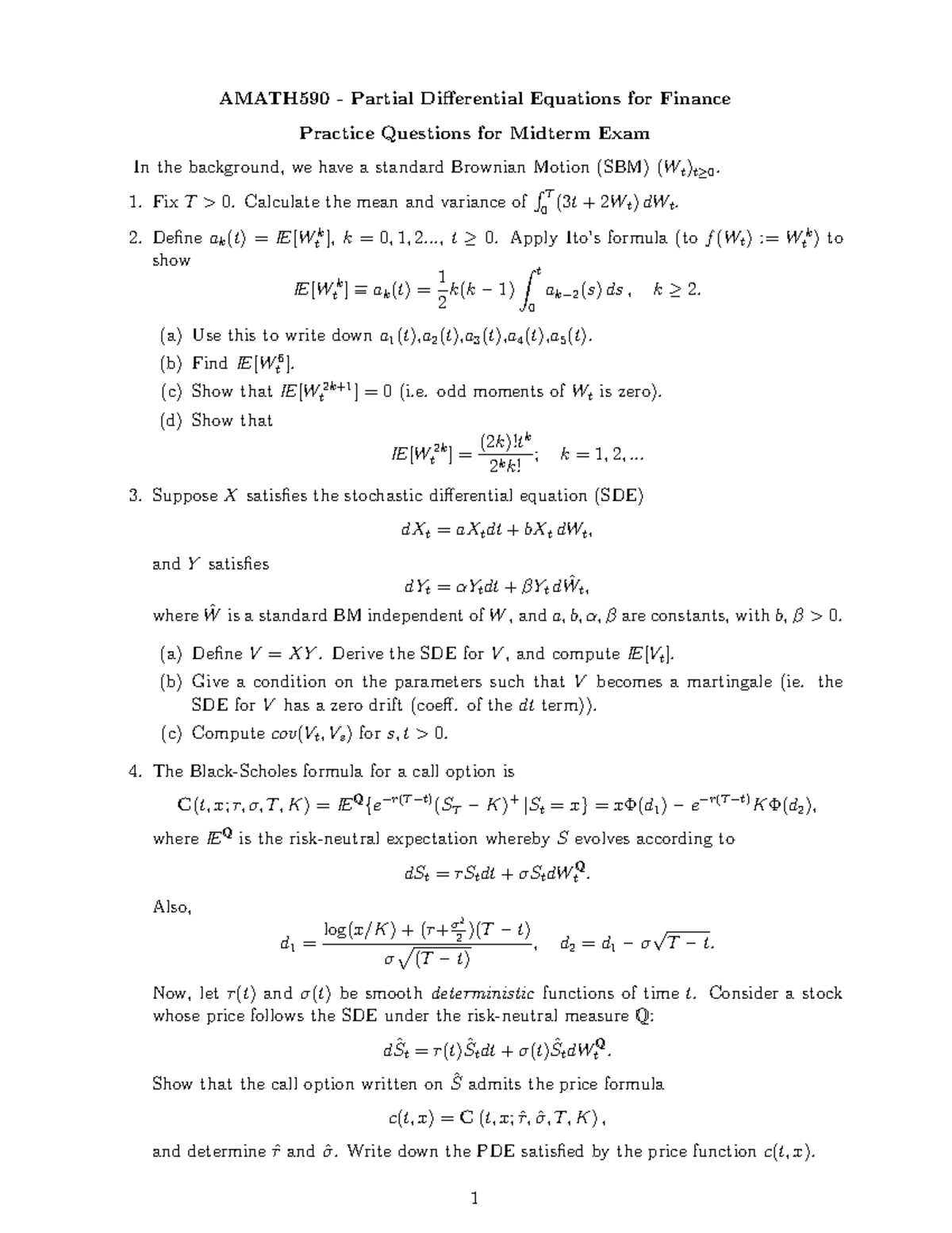 HW1 Amath 590 Winter 2017 - AMATH590 - Partial Differential Equations ...