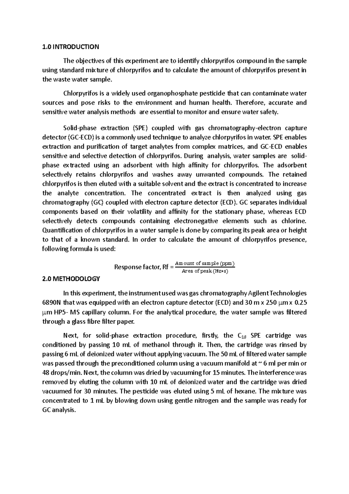 Experiment 5 - SPE - 1 INTRODUCTION The objectives of this experiment are to identify ...