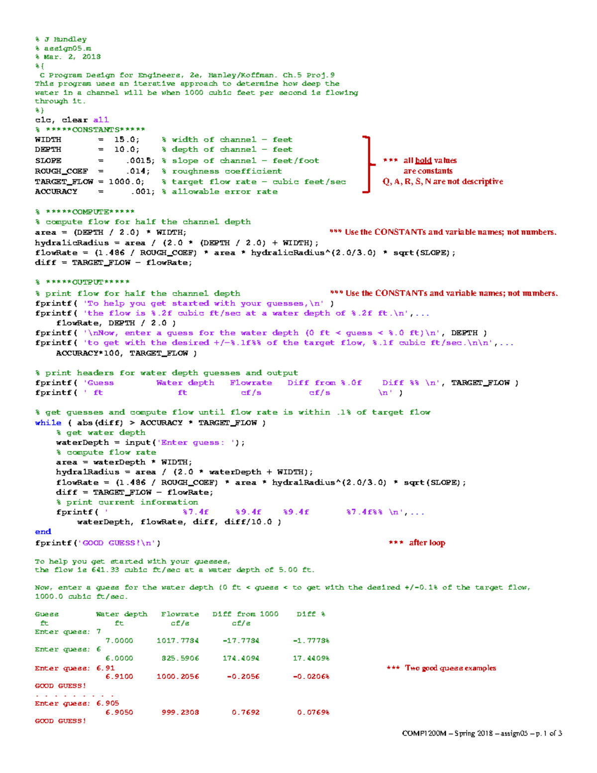 Assign 05 sol - % J Hundley % assign05 % Mar. 2, 2018 %{ C Program ...