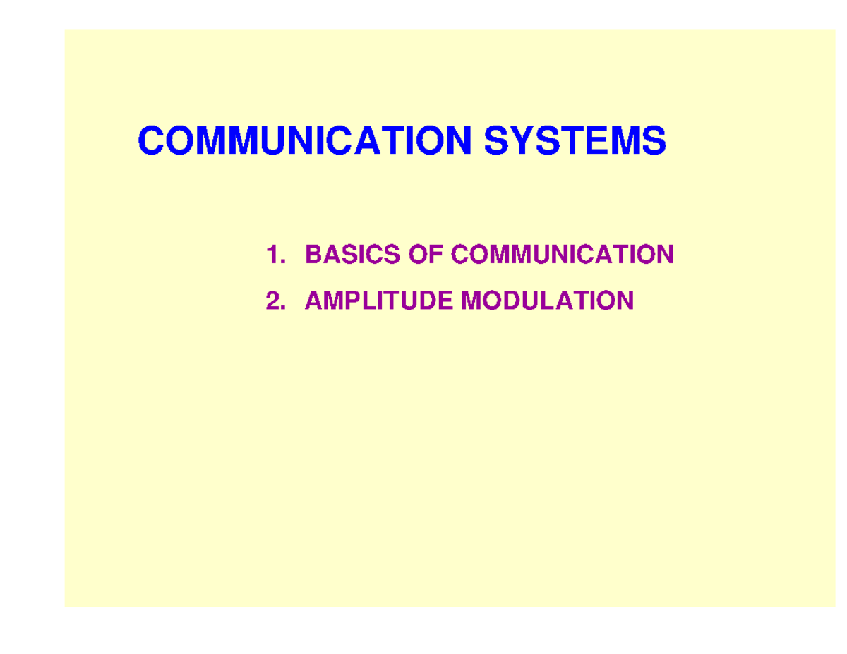 10m communication systems - COMMUNICATION SYSTEMS 1. BASICS OF ...