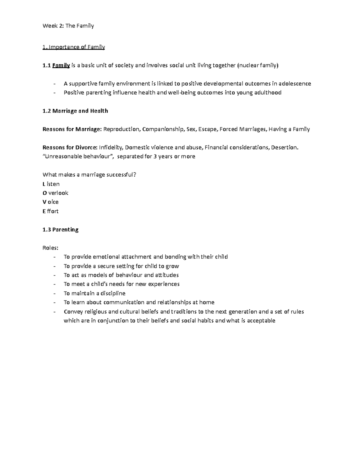 HP5003 Lecture Notes-2 - Week 2: The Family Importance of Family 1 ...