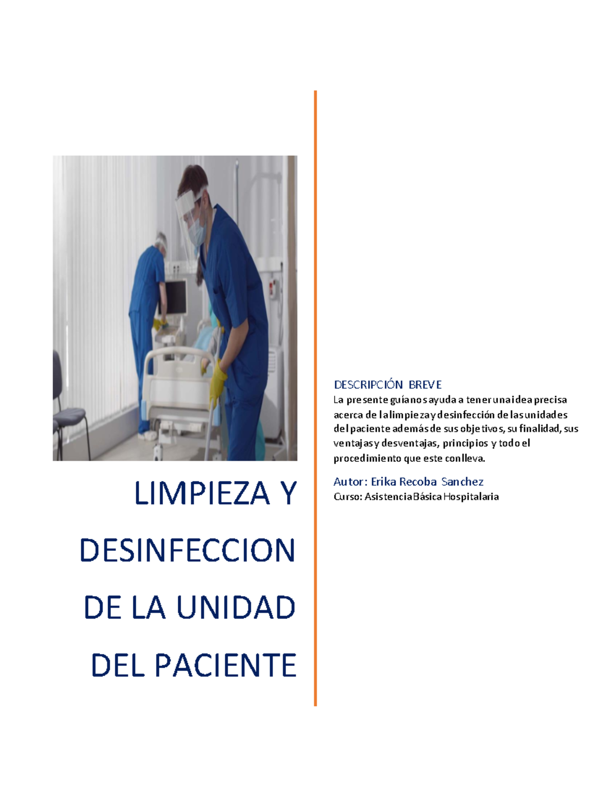 Limpieza Y Desinfeccion DE LA Unidad DEL Paciente PDF - LIMPIEZA Y DESINFECCION DE LA UNIDAD DEL ...