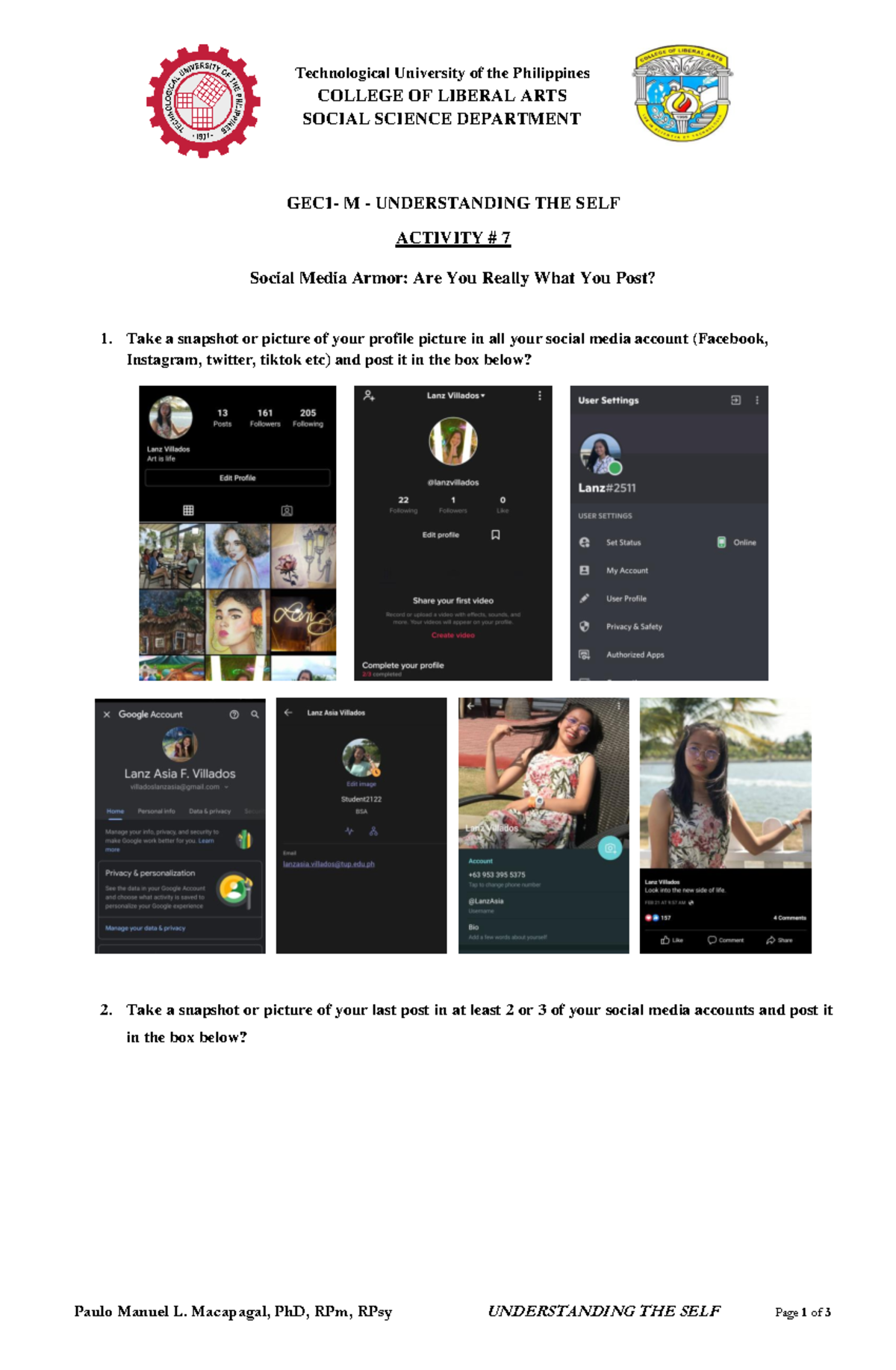 A7 Villados - zsxdfghyio - Paulo Manuel L. Macapagal, PhD, RPm, RPsy ...