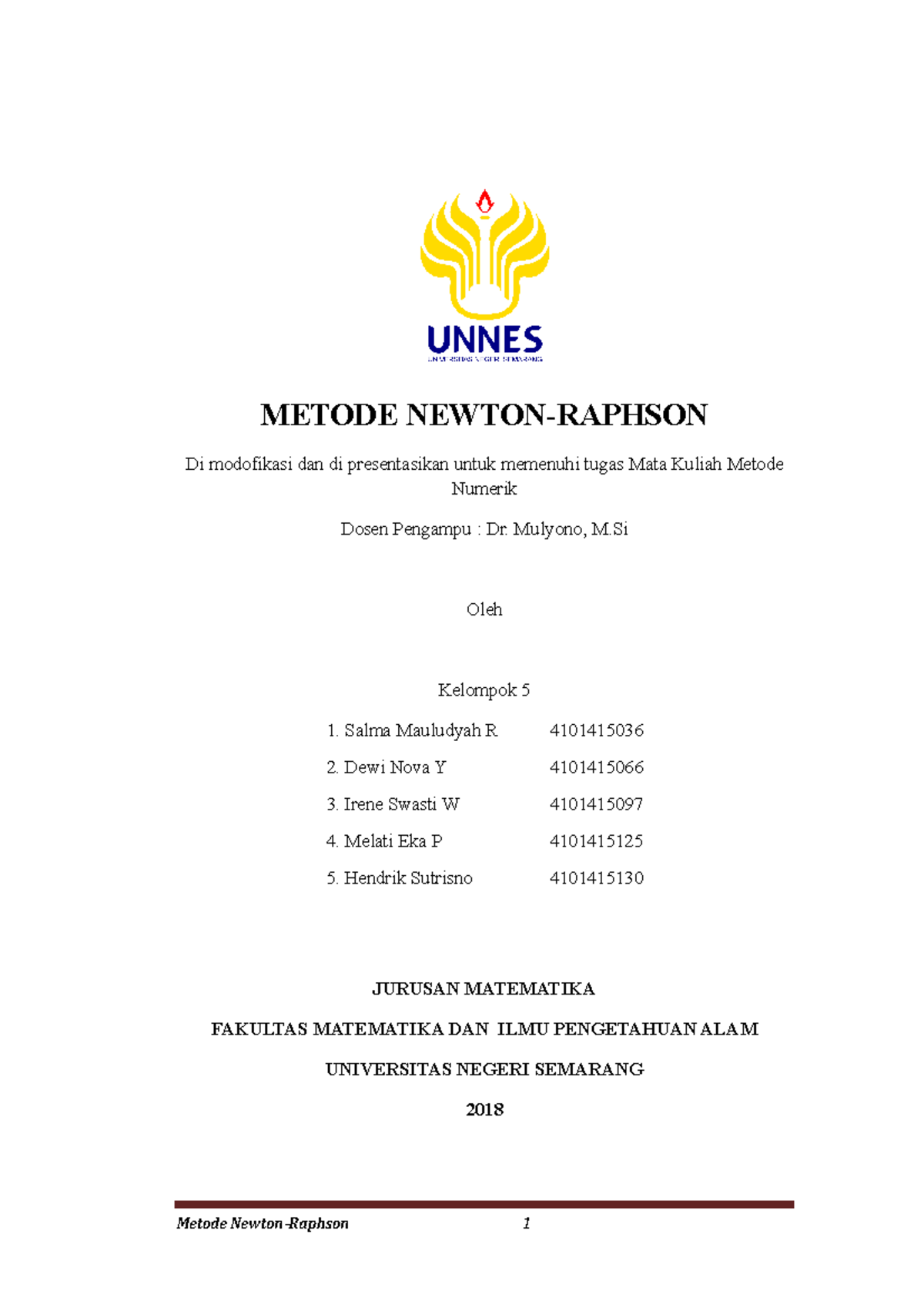 Metode Newton- Raphson - METODE NEWTON-RAPHSON Di modofikasi dan di ...