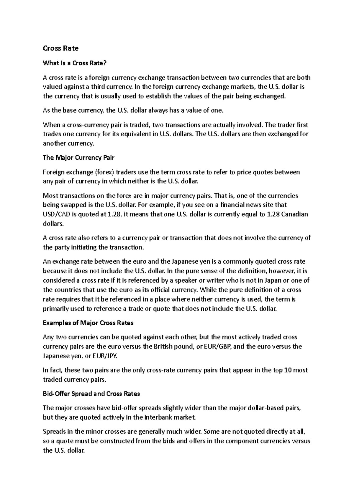 Cross rates - Cross Rate What Is a Cross Rate? A cross rate is a ...