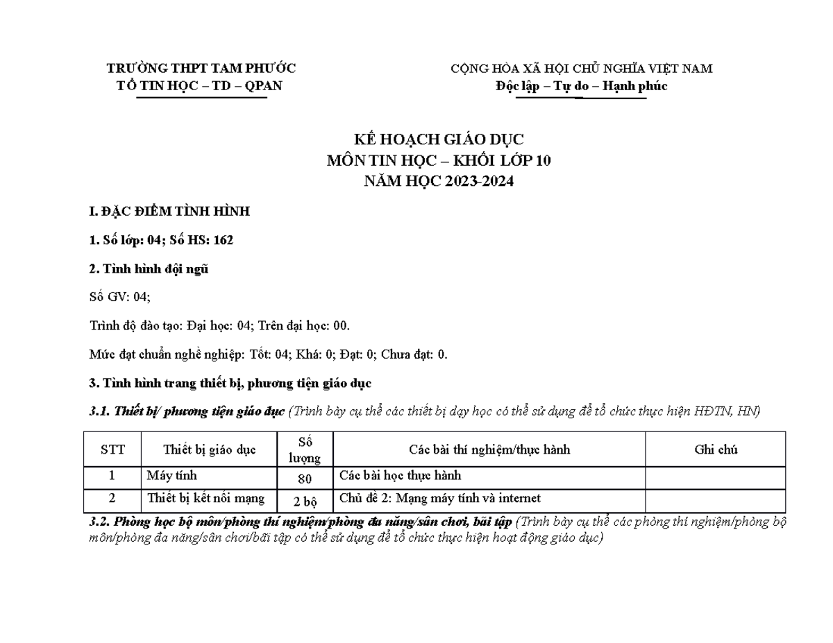 KHGD Tin 10 23-24 - ok okokokokok - TRƯỜNG THPT TAM PHƯỚC CỘNG HÒA XÃ ...