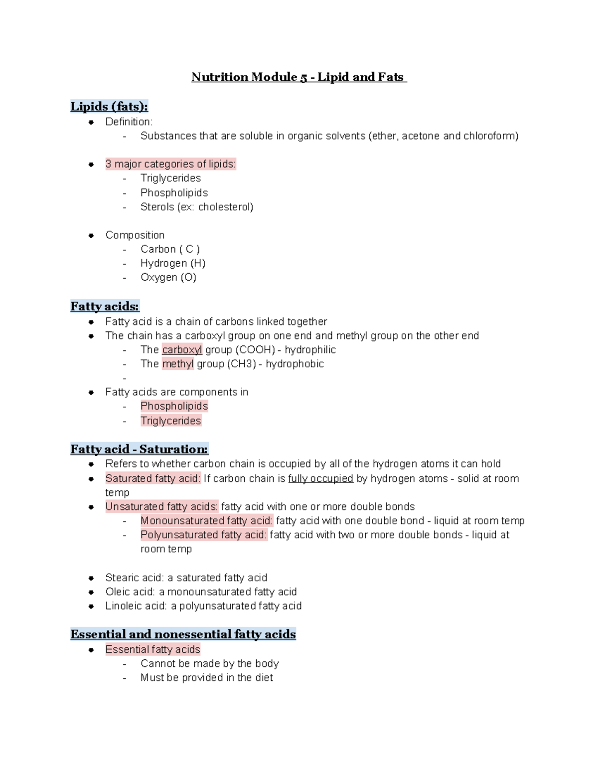 Nutrition Module 5 - Lipid and Fats - Omega-3 (Linolenic acid ...