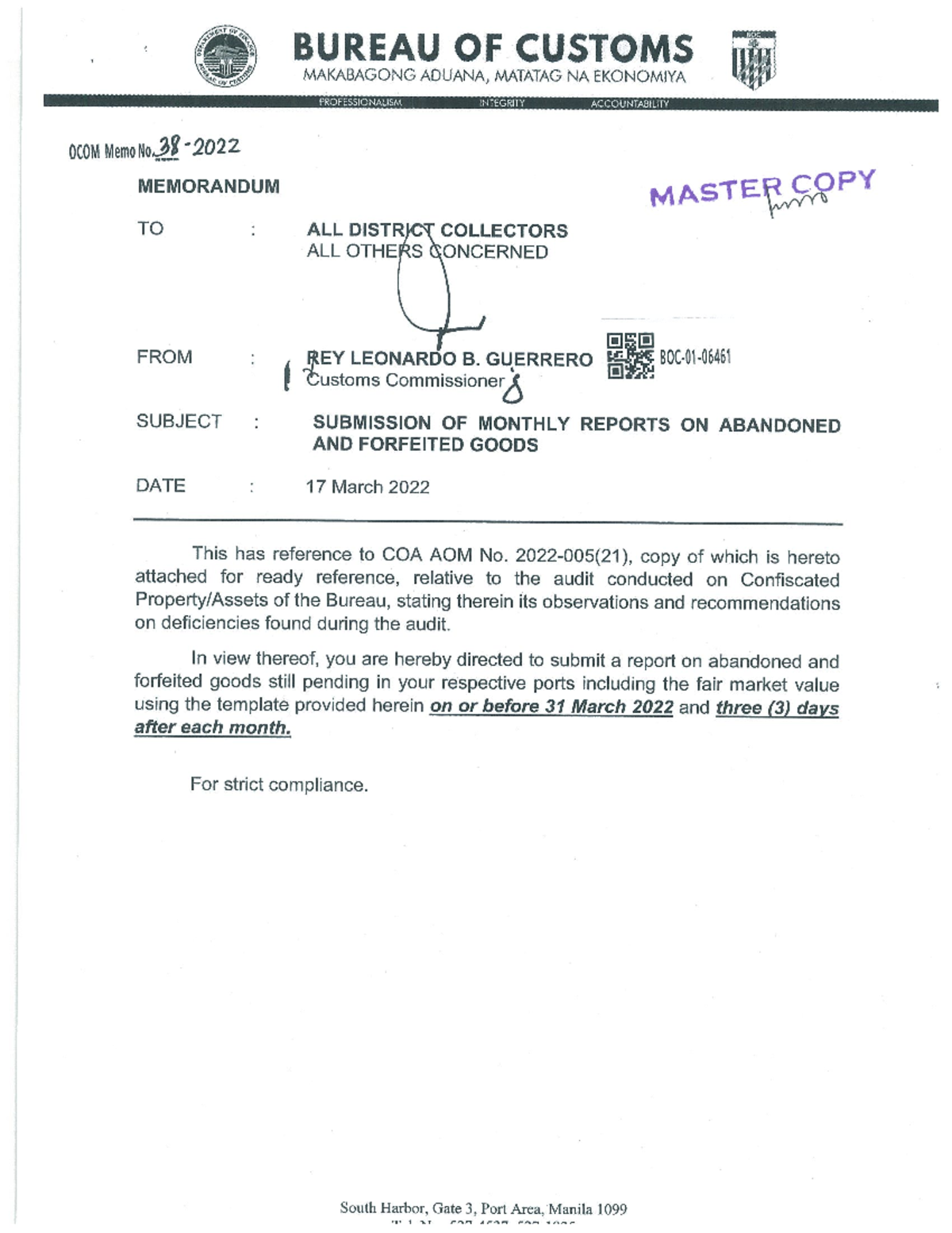 Ocom-memo-38-2022-Submission-of-Monthly-Reports-on-Abandoned-and ...
