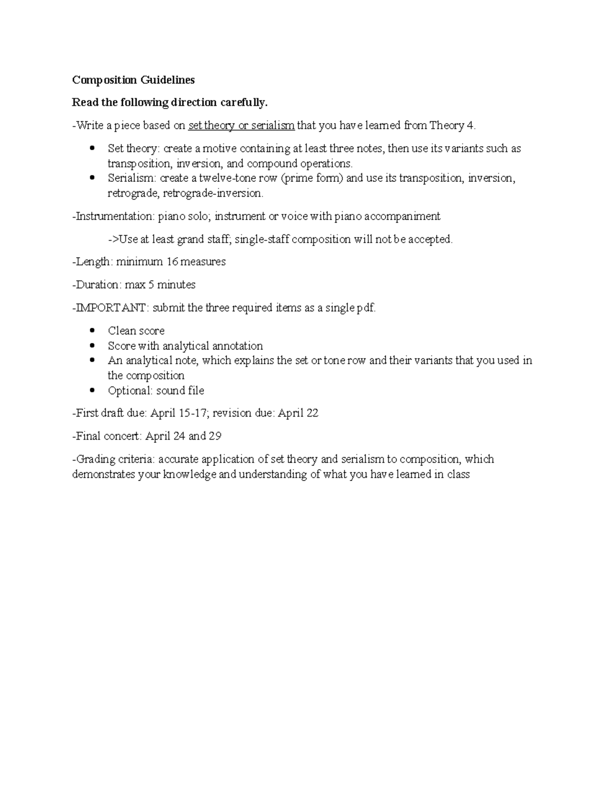 Composition Guidelines - Composition Guidelines Read the following ...