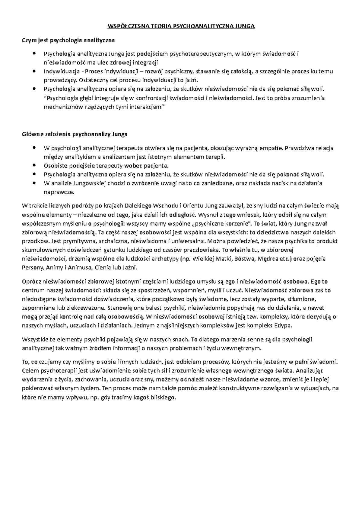 WSPÓŁCZESNA TEORIA PSYCHOANALITYCZNA JUNGA - WSPÓŁCZESNA TEORIA PSYCHOANALITYCZNA JUNGA Czym ...